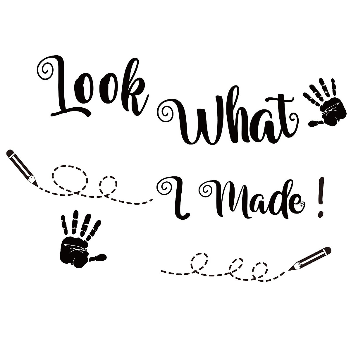 PLIGREAT Look What I Made Quotes Wall Stickers, Removable Vinyl Peel and Stick Wall Decals for Nursery Playroom Children Bedroom Wall Decoration Kindergarten Classroom Home Indoor DIY Wall Art Decor