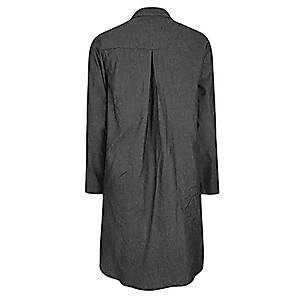 FRETRG Loose Women Dress Denim Dress Long Sleeve Pocket Casual Womens Plus Size Chiffon Evening Dresses Long Prom Black