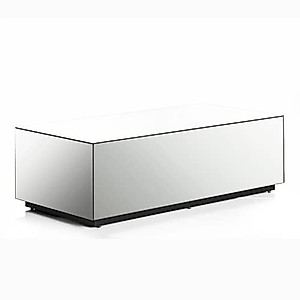 SONOROUS Premium Tempered Glass Coffee Table - Fingerprint Resistant Luxury Center Table for Living Room - High Gloss Coffee Table - Modern Rectangular Table Sleek Design - Mirror