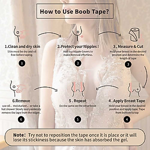 Okela Boob Tape and Backless Nipple Cover Set, Breathable Breast Lift Tape Boby Tape for Breast Lift w Breast Petals for A-E Cup