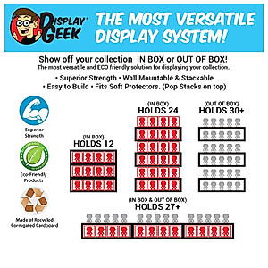 6 Single Row in Box Display Cases for 4 in. Funko Pop Collectible Toy Figures, Black Cardboard