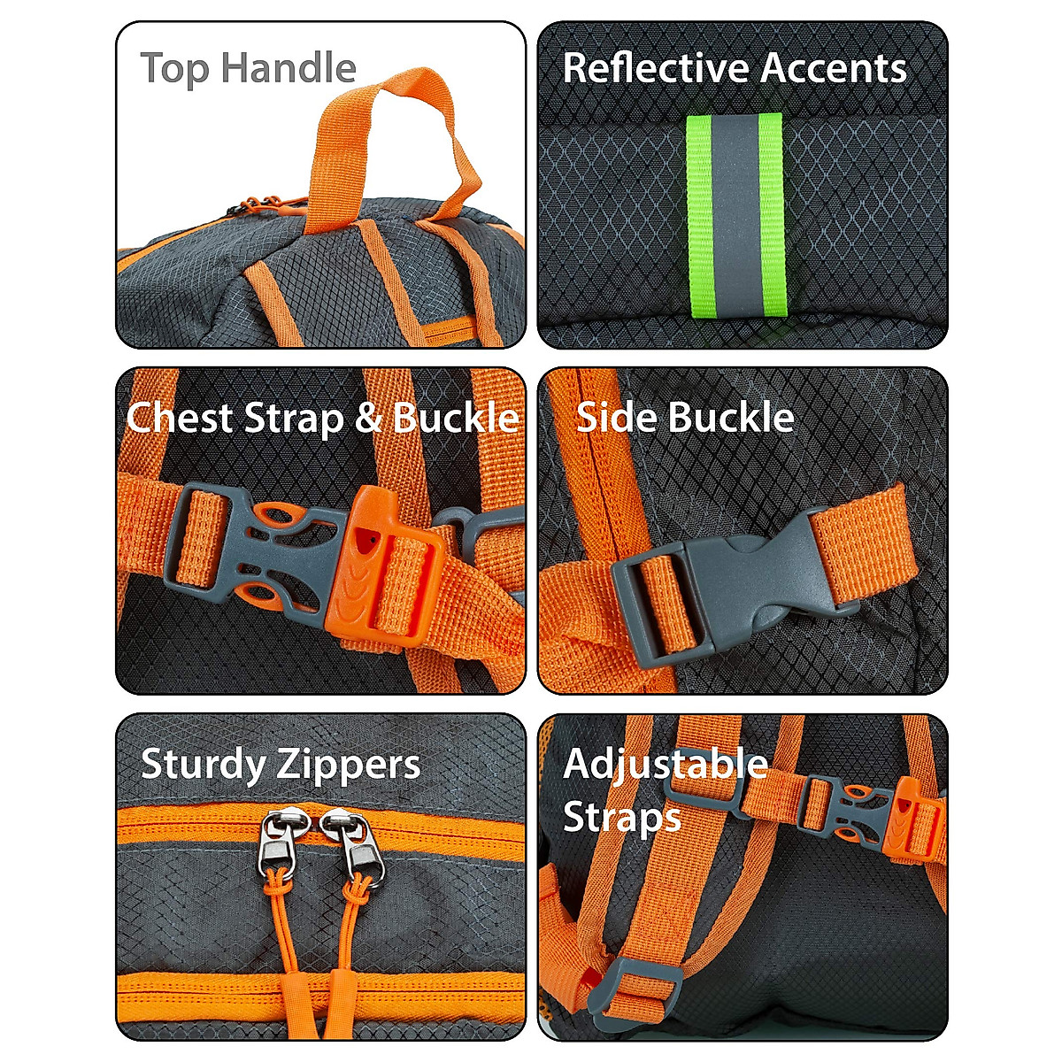 Rockland Packable Stowaway Backpack, Charcoal, Large