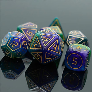 Golden Jade of Magic DND Resin Dice Set for Dungeons and Dragons, D&D, D20, D and D, Polyhedral Resin Dice, Dungeons and Dragons Gifts, Accessories