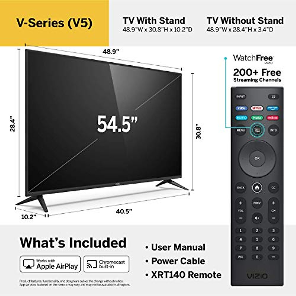 VIZIO V-Series 55"" Class (54.5"" Diag.) 4K HDR Smart TV (V555-H11)