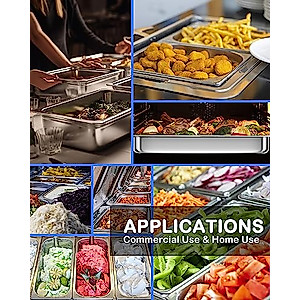 WantJoin 1/2 Half Size Steam Table Pans, 6-Pack 2.5 Inch Deep Restaurant Steam Table Pans Commercial, Hotel Pan Made of 201 Gauge Stainless Steel