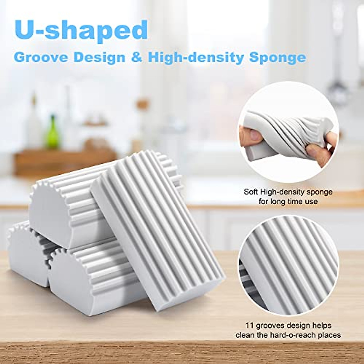 2-Pack Damp Clean Duster Sponge, Magic Cleaning Sponge Baseboard Cleaner Duster Sponge Tool, Dusters for Cleaning Baseboards, Vents, Mirrors, Ceiling Fan & Cobweb, No Dust Flying and Spreading…