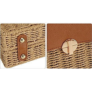 So'each Women's Handbag Wicker Straw Crossbody Rattan Bag Boho Crossbody Bag Khaki