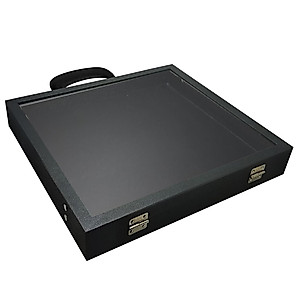 Black Display Case with a Clear Glass Lid 16-1/4" x 15" x 2-1/8"