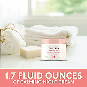 Aveeno Ultra-Calming Nourishing & Moisturizing Face & Neck Night Cream for Dry, Sensitive Skin with Calming Feverfew & Nourishing Oat, Non-Comedogenic, Oil-Free & Hypoallergenic, 1.7 oz (Pack of 3)