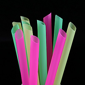 Jumbo Flexible Smoothie Plastic Straws, 100 Pcs Assorted Colors Large Bendable Disposable Milkshake Straws, Wide Bendy Boba Drinking Straws (0.47" Diameter and 8.26" long)