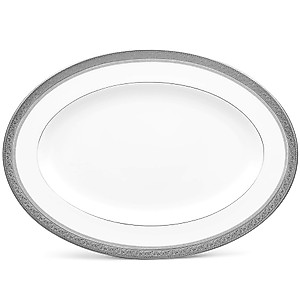 Noritake Summit Platinum Platter, Oval, 14" in White