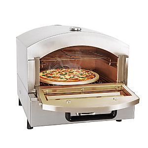 BNDHKR Commercial Electric Pizza Oven Countertop Stainless Steel Pizza Maker with 12" Pizza Stone for Outdoor Cooking, Portable Pizza Maker
