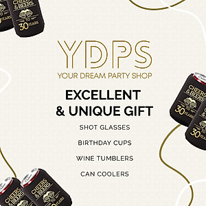 Cheers and Beers to 30 Years Can Coolers, 30th Birthday Party Coolies, Set of 12, Black and Gold Can Coolers, Perfect for Birthday Parties, Birthday Decorations…