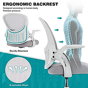 edx Drafting Chair Tall Office Chair, Tall Standing Desk Chair Counter Height Tall Adjustable Office Chair with Flip-up Arms/Wheels, Mid Back Mesh Office Drafting Chairs for Standing Desk, Grey