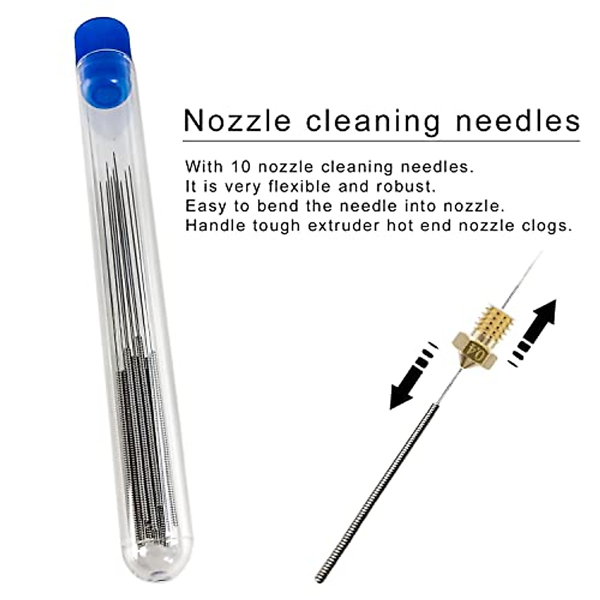 XIFOWE Nozzles 22 pcs 3D Printer Brass Nozzles for V5-V6 3D Printer, 0.2mm, 0.4mm, 0.6mm, 0.8mm, 1.0mm, with DIY Tools and A Ten-Grid Parts Box, Compatible with I3 A8 MK3/MK3S Clone