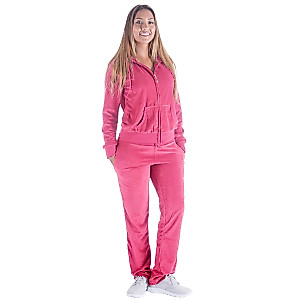 Velour Sweatsuits for Women 2 Piece Zip Up Hoodies Tracksuits Solid Comfy Lounge Wear Causal Sportwear Joggers Outfits Pink Large