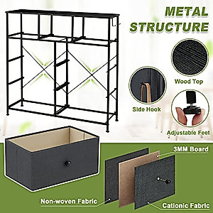 Sapodilla 9 Drawers Dresser for Bedroom,Chest of Drawers with Metal Frame Side Hook Wood Top,Large Capacity Closet Dresser in Living Room Hallway Nursery Storage Room (Deep Grey, 9 Drawers)