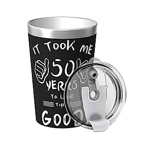 12oz Tumbler Happy 50th Birthday Stainless Steel Cup With Straw And Lid Spill Proof Bulk Double Wall Vacuum Reusable Water Tumblers For Cold Hot Drink