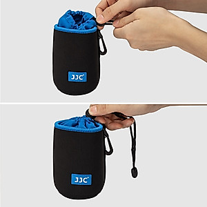 JJC Drawstring Neoprene Camera Lens Pouch Case, Protective Lens Bag for Mirrorless Lenses Up to 3.5 x 5.9 (D X H) for Canon RF 24-240mm EF-S 18-55mm f/3.5-5.6 Ni 55-200mm f/4-5.6G and More
