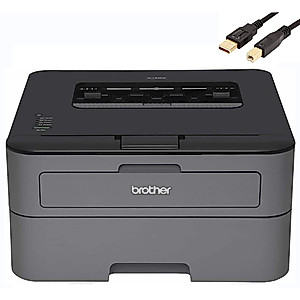 Brother HL_L23 Series Compact Monochrome Printer, 27ppm, 250 Sheets, High-Speed USB 2.0, Auto 2-Sided Printing, with MTC Printer Cable