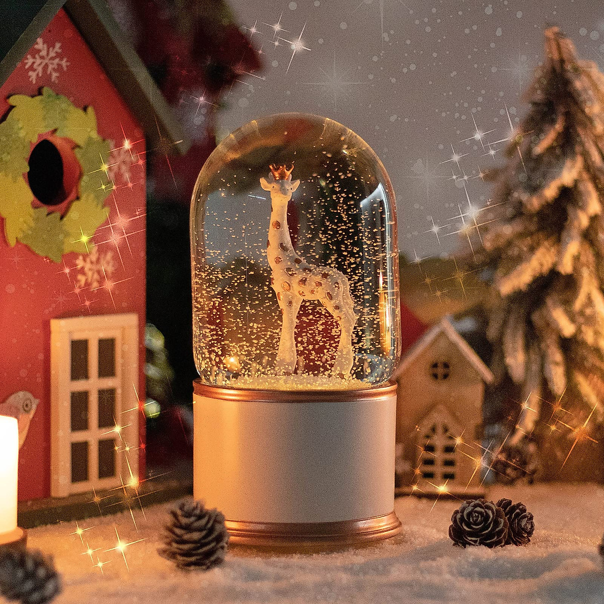 DREAM GARDEN Snow Globe for Kids, Musical Snow Globe Music Box Giraffe Snowglobe Water Globe Gifts for Girls Kids Daughters
