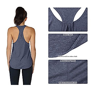 icyzone Workout Tank Tops for Women - Athletic Yoga Tops, Racerback Running Tank Top Loose Fit(Pack of 2) (S, Burgundy/Navy)