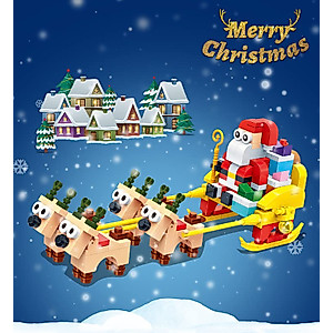 Apostrophe Games Santa's Sleigh Building Block Set - 258 Pieces - Santa Claus Christmas Sleigh with Reindeer - Perfect Stocking Stuffer