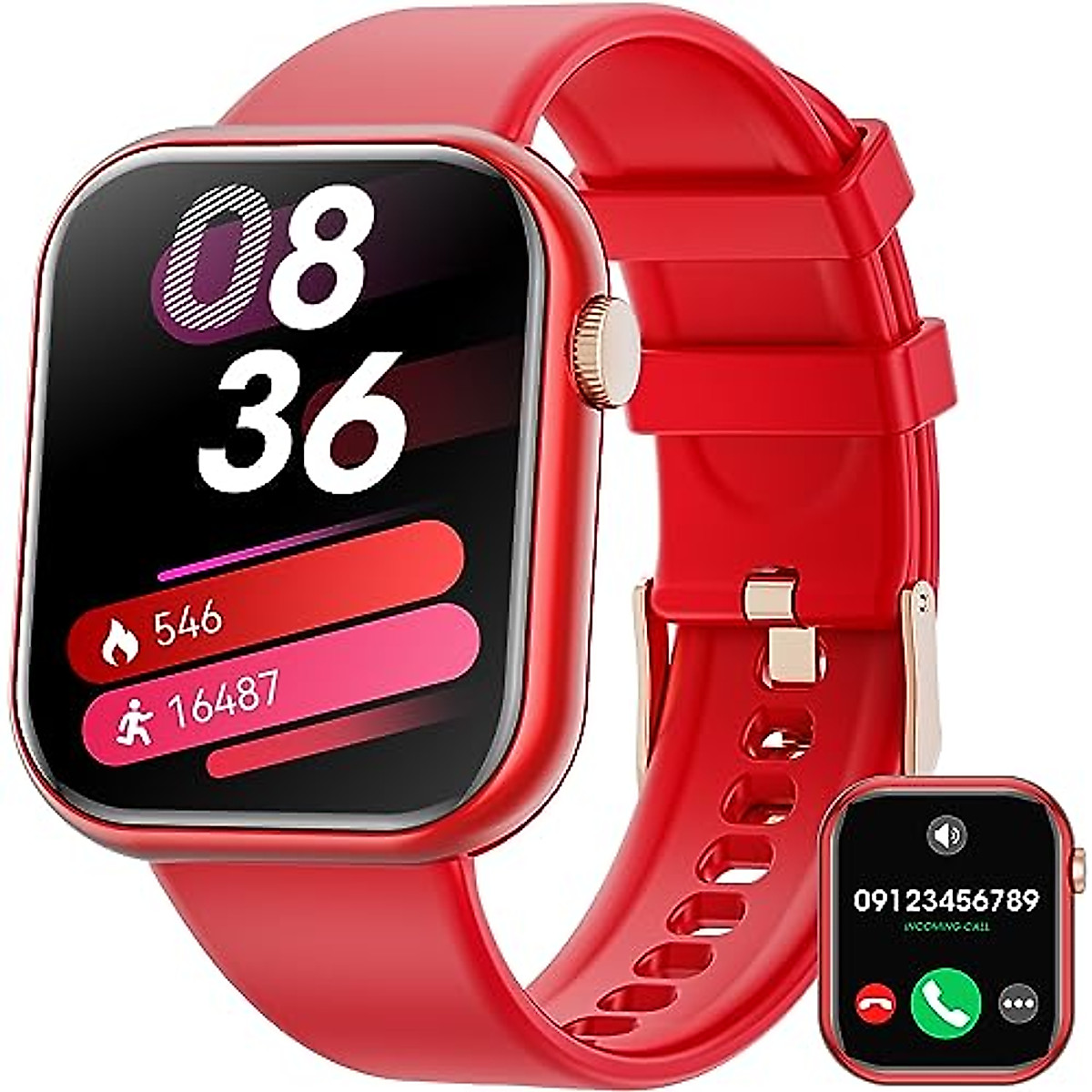 Hwagol Smart Watch,Bluetooth Call Smartwatch for Men Women,Monitor Heart Rate/Sleep/Blood Oxygen/Pedometer,Multiple Exercise Modes,Compatible with iOS and Android, 1.85-inch Screen Fitness Trackers