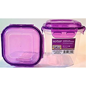 Surefresh 6.75 Cups (54 fl oz) Container and Purple Clip Lock Closure (2 Pack)