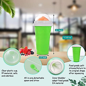 Lemtrflo Quick Frozen Magic Cup, Squeeze Slushie Maker Cup,Double Layer Squeeze Slushy Maker Cup,Portable Homemade Slushy Cup, Silicone Smoothie Maker Cup for Kids and Adults