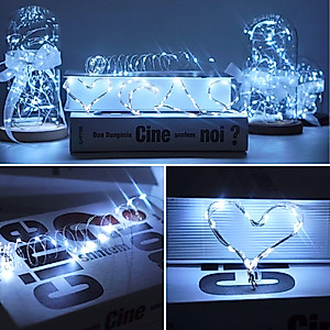 FELISHINE 20 Packs Fairy String Lights, 6.6FT 20 LEDs Battery Operated Silver Copper Wire Starry String Light for DIY Party Christmas Costume Wedding Easter Table Decorations (Cool White)