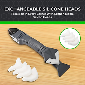 Toolzilla Saker Silicone Caulking Tools - 3 in 1 Caulking Tool Kit-Sealant Finishing Tool-Easy Caulking Finisher Set - Caulk Scraper Grout Remover Tool For Kitchen, Bathroom, Floor, Tank, Window, Sink