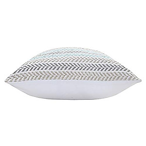 LR Resources Amelia Pillow, 18" x 18", Turquoise/Gray