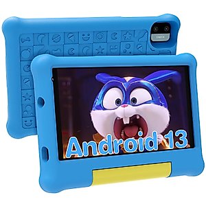 ApoloSign Kids Tablet 7 inch, 2+32GB Storage, Android 13 Tablet for Kids, Parental Control, Pre-Installed Educational Apps & YouTube Kids, 3000mAh Battery, Dual Cameras, EVA Protective Case, Blue