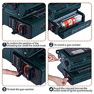 Hotaitai Outdoor Butane Heater Portable Propane Heater Adjustable Outdoor Gas Heaters with Convenient Handle for Ourdoor Camping Job Site Hunting and Tailgates CE Certified,Green…
