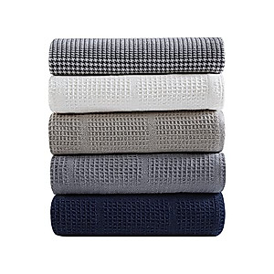 Kenneth Cole New York - Queen Blanket, Lightweight Cotton Home Bedding, Cozy Blanket for All Seasons (Houndstooth Grey/White, Queen)