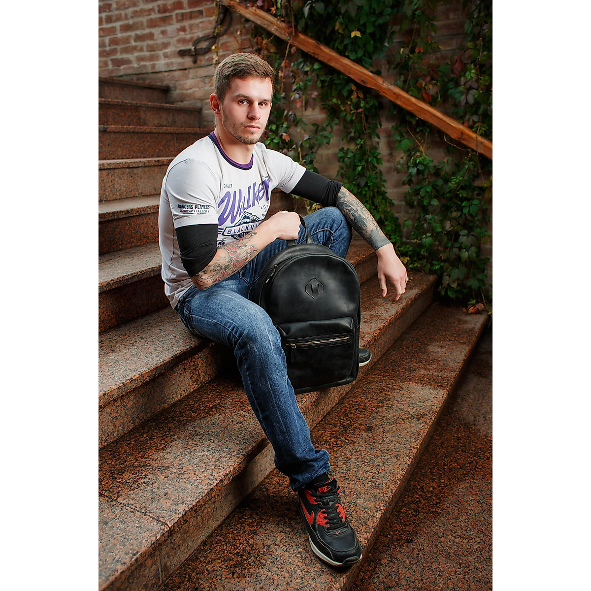 olpr. Leather Backpack (Black)