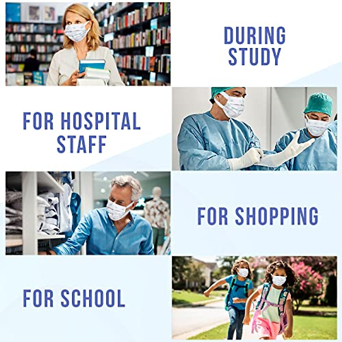 50 Pcs Disposable Face Masks, 3 Ply Cotton Face Mask, Adjustable Ear loops For Face Protection, Breathable Single Use Clearance Face Masks (50 Count (Pack of1), Flower Blue)