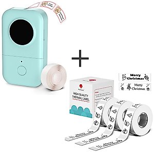 Phomemo D30 Label Maker Machine with 4 Tapes-Black on White Tape 12mm 0.47 in, Mini Bluetooth Label Printer, Portable Smart Phone Handheld Sticker Mini Labeler Inkless Rechargeable, BPA-Free