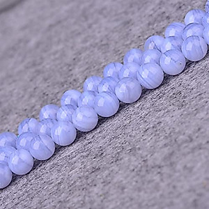 OURECO Crystal Accessories DIY Natural Crystal Natural sea Blue Pattern Round Beads Loose Beads semi-Finished Long Chain Bracelet Necklace Anklet Spacer Beads with Beads (Color : 6MM)