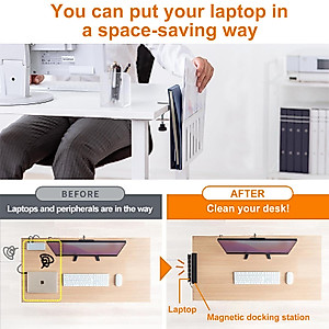 LUKETURE Desk Side Storage, Under Desk Storage, Steel Hanging Desk Organizer, Laptop Holder, with Pen Holder, Desk Storage Holder for Office and Home (Black 1 Tier)