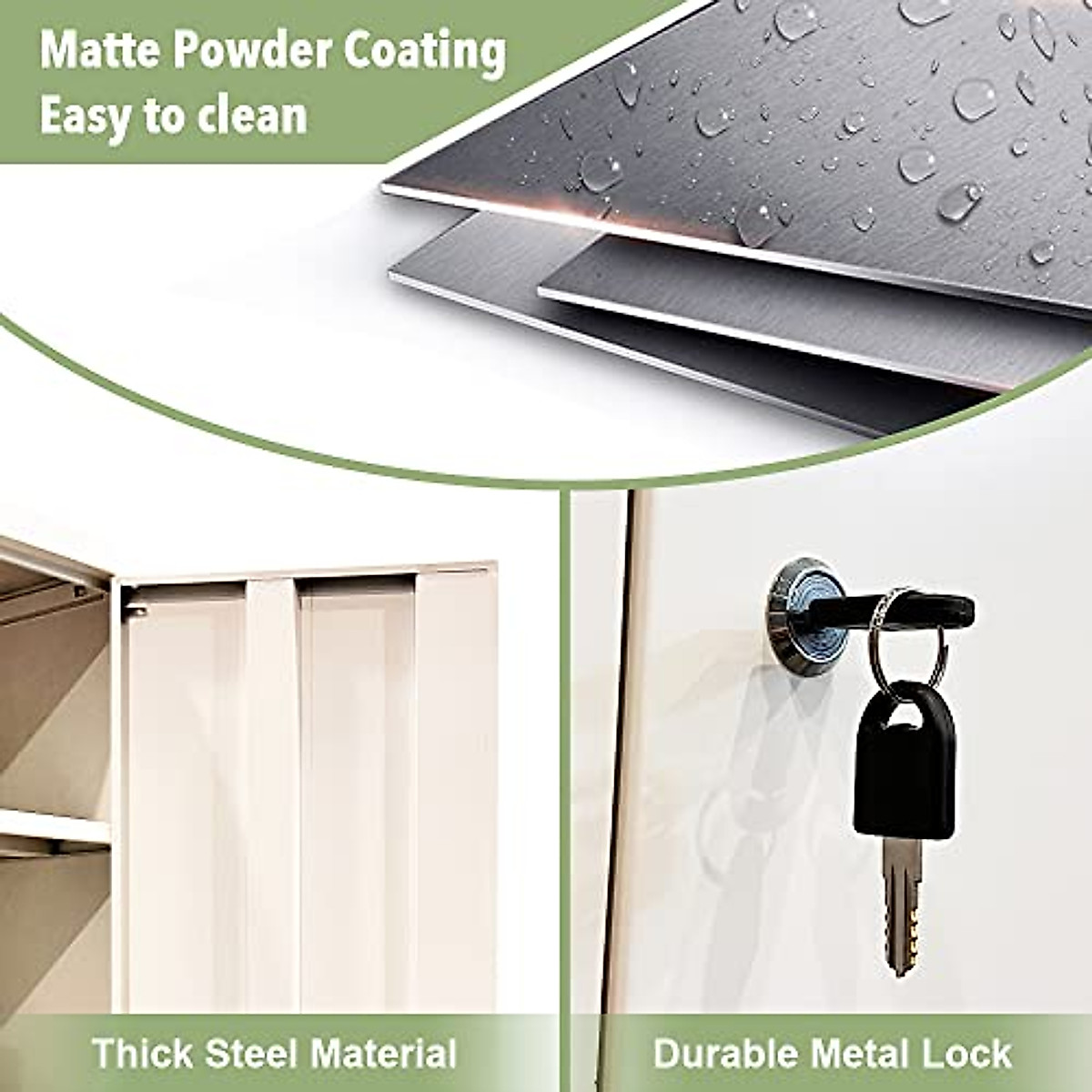 IKIMI Metal Storage Cabinet with Doors and Adjustable Shelves Steel Locking Tall Cabinet Utility Locker Tool Cabinets for Home Office Garage Gym Shop