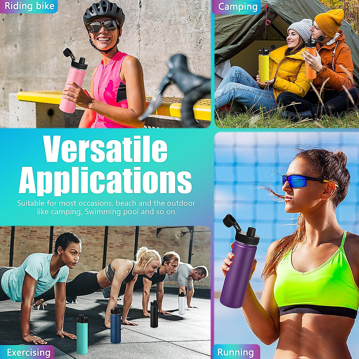 8 Pieces 22 oz Sports Water Bottle Wide Mouth Canteen Spout Bottle Bulk Insulated Water Bottle with Leakproof Spout Lid Stainless Steel Vacuum Water Flasks for Gym Sports Travel (Multi Colors)