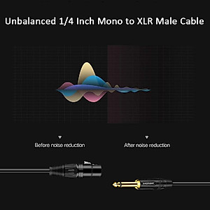 DREMAKE XLR to TS 6.35mm (1/4 Inch) Mic Cable, XLR 3Pin to Quarter Inch Audio Cord, 33FT Mono 6.35mm 1/4 Inch TS Male to XLR Female Unbalance Interconnect Cable for Microphone Console Guitar Mixer AMP