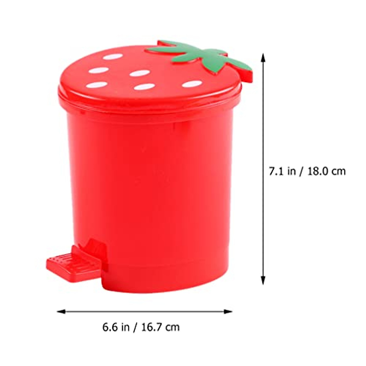 DOITOOL Mini Heart Desktop Trash Can: Push Type Strawberry Wastebasket Small Paper Tabletop Garbage Bin with Swing Lid Countertop Trash Container for Office Home Red