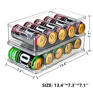 Xicennego 2-Tier Large Stackable Soda Can Organizer for Refrigerator - For Tall Cans of 500ml/17oz - Fridge Can Organizer Dispenser, Beverage Can Holder for Refrigerator, Pantry, Cupboard