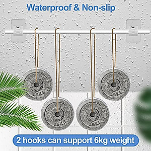 8PCS No Drill Curtain Rod Brackets Upgraded Curtain Rod No Drilling Self Adhesive Curtain Rod Hooks with Screws, Nail Free Adjustable Curtain for Poles Less Than 4cm in Diameter (Transparent)