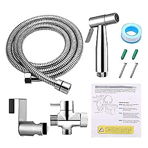 JIYTG Toilet Sprayer Kit Brass Shower Sprayer Replacement Spray for Premium Cloth Diaper Sprayer Bidet Spray Gun Set high Pressure Stainless Steel Spray Gun with Full Copper tee Mount
