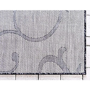 Unique Loom Outdoor Botanical Collection Botanical, Coastal, Vines, Indoor and Outdoor Area Rug (5' 0 x 8' 0 Rectangular, Charcoal Gray/Beige)
