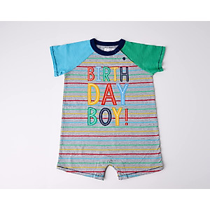 Mud Pie Baby Kids Birthday Boy Shortall, Multi, 12-18 Months